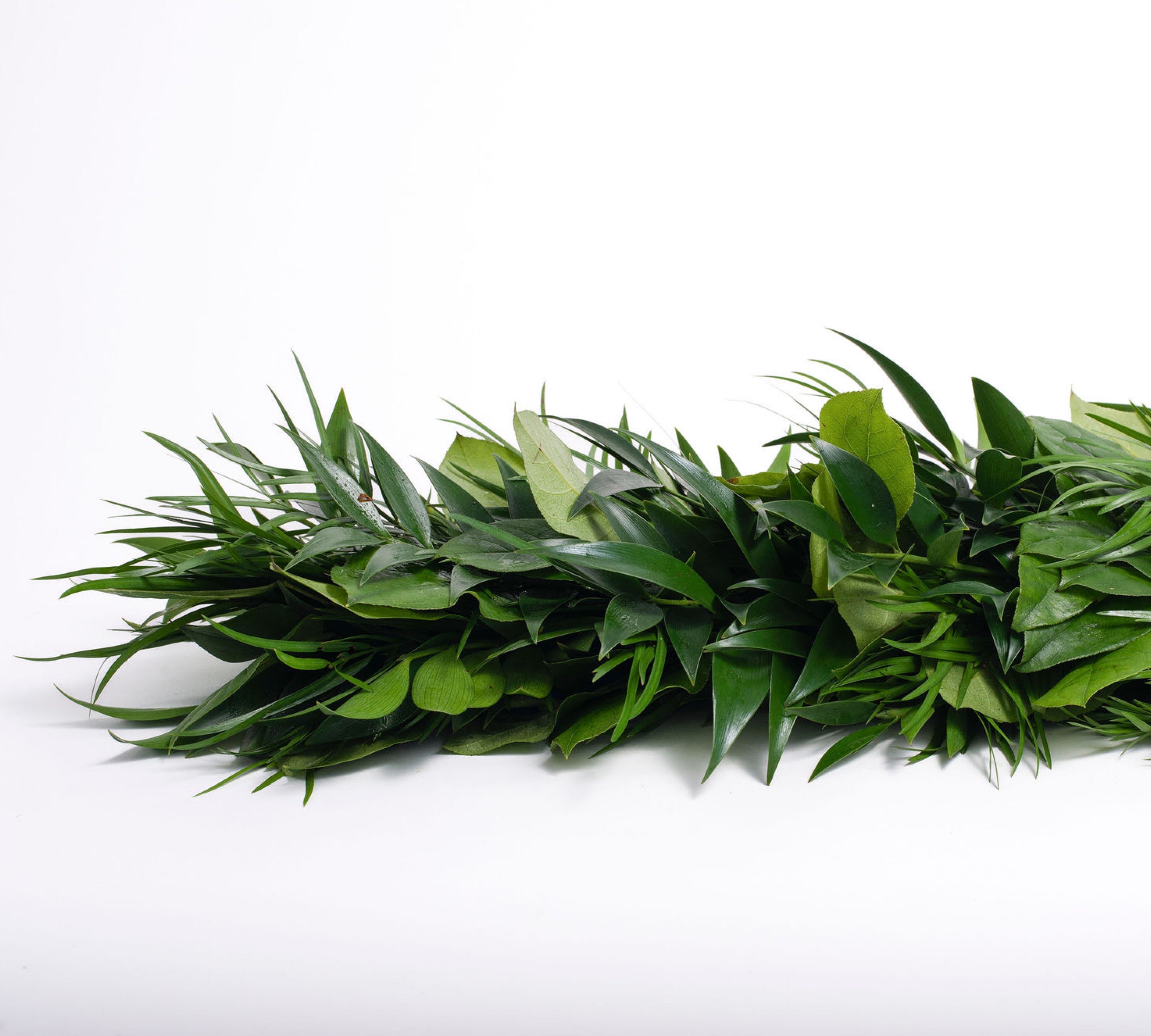 Nagi, Weeping Podocarpus, and Salal Garland – Quality Growers Floral ...